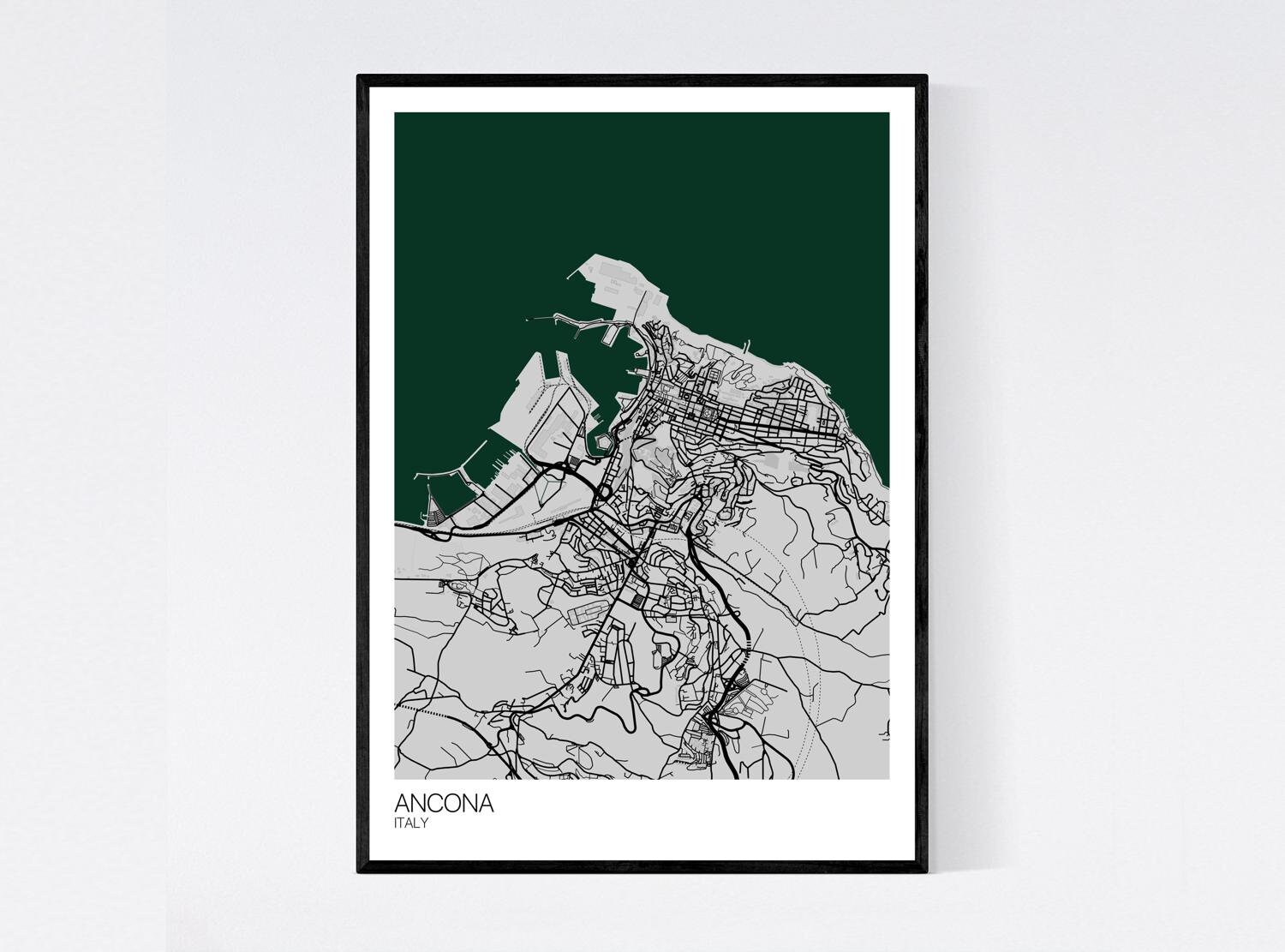Ancona Italy Map Art Print Many Colours Art Quality Paper | Etsy