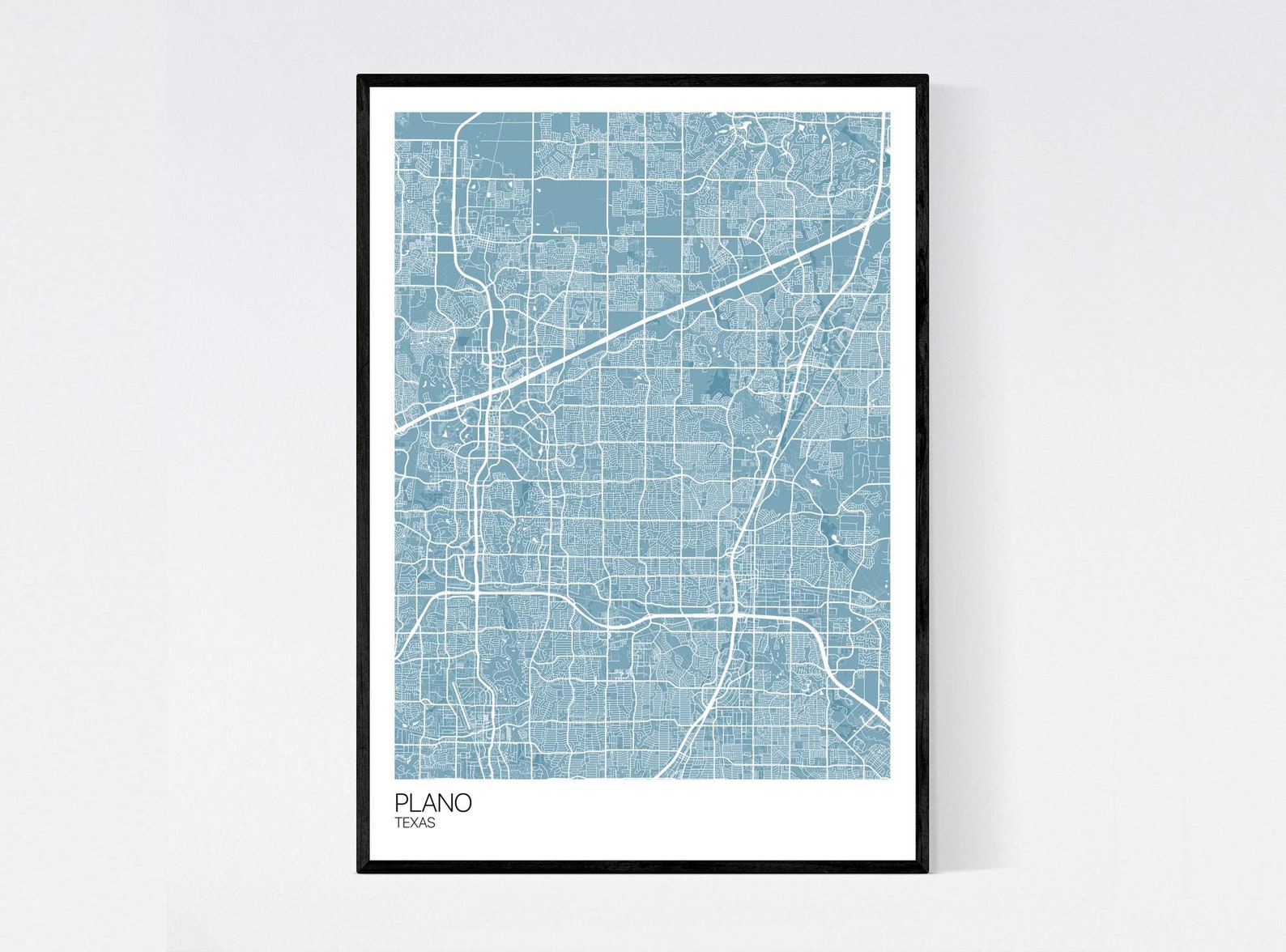 Plano Texas Map Print Many Colours Printed on Art Quality - Etsy UK