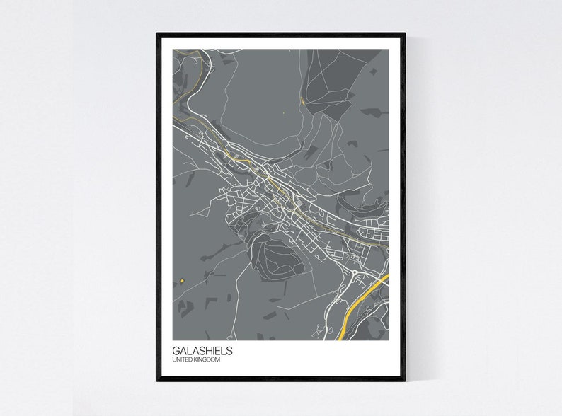 Galashiels Scotland City Map Art Print Many Styles 350gsm | Etsy