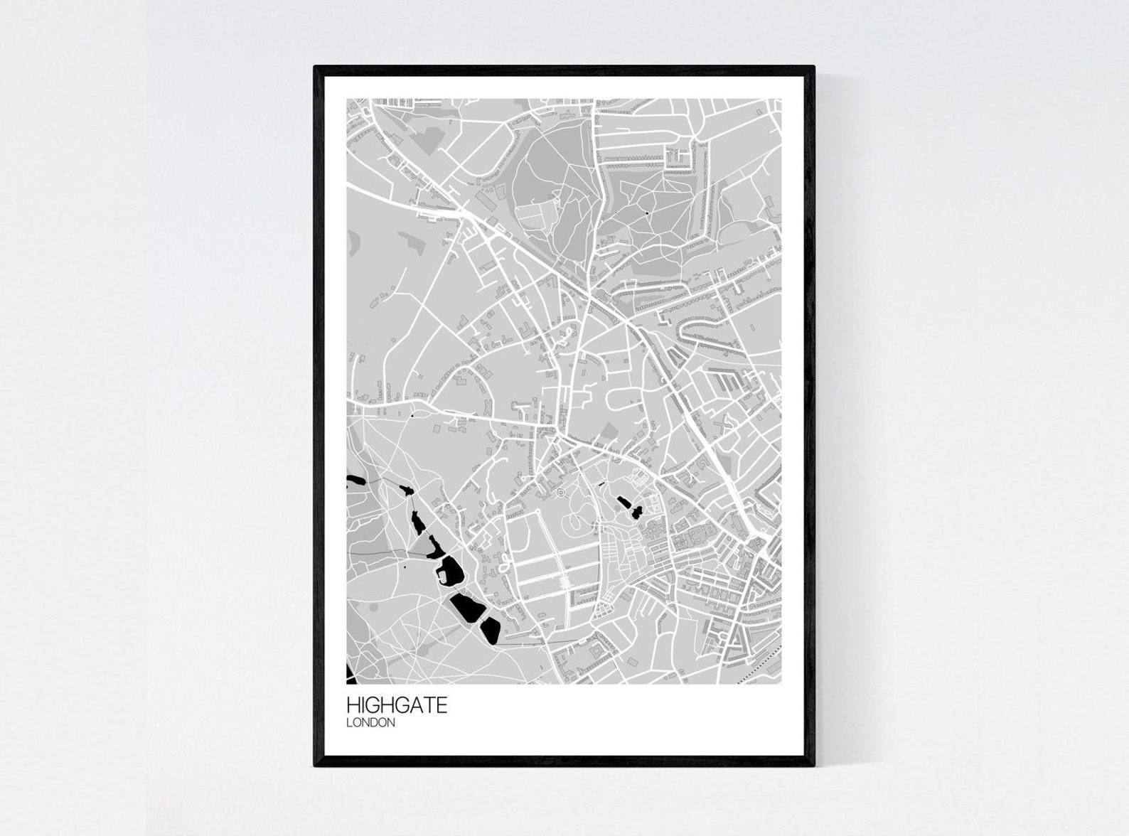 Highgate London Map Art Print Many Colours 350gsm Art - Etsy