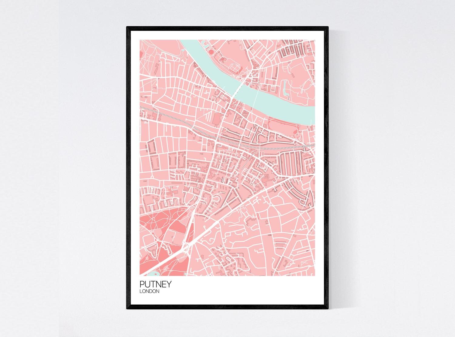 Putney London Map Art Print Many Colours 350gsm Art | Etsy