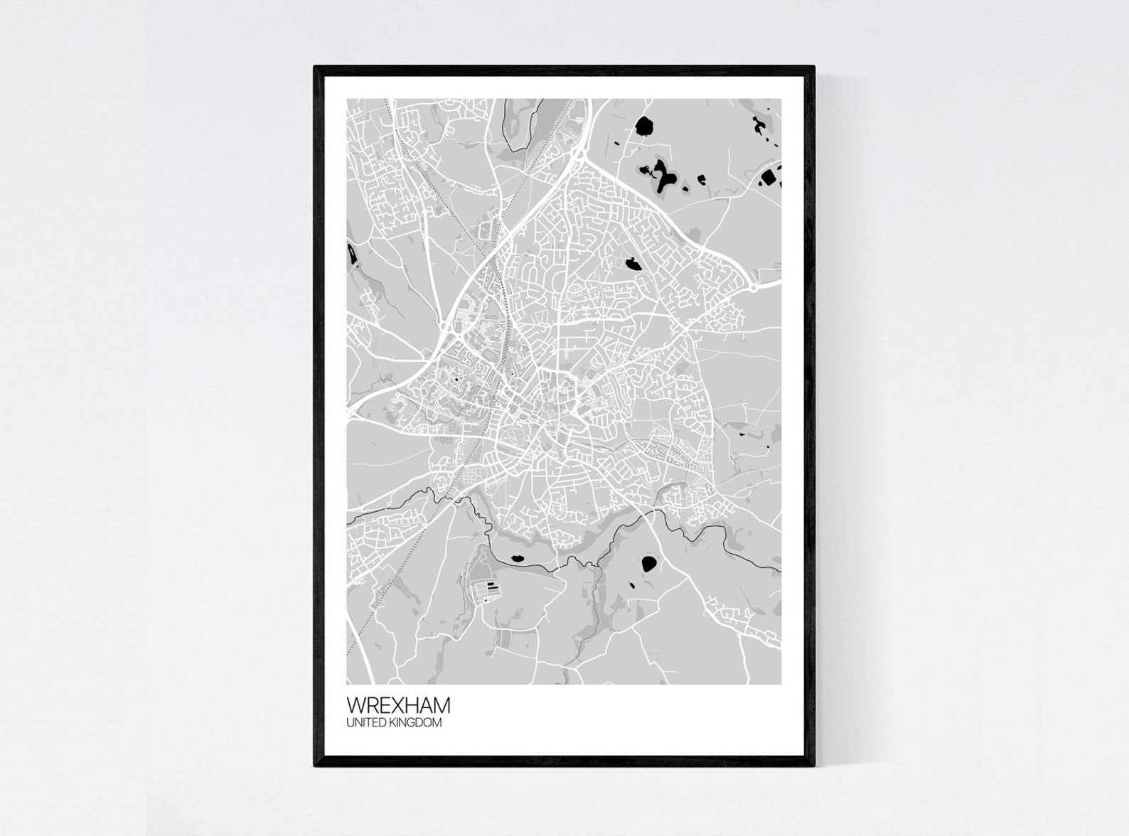 Wrexham Wales City Map Art Print Many Styles 350gsm Art - Etsy