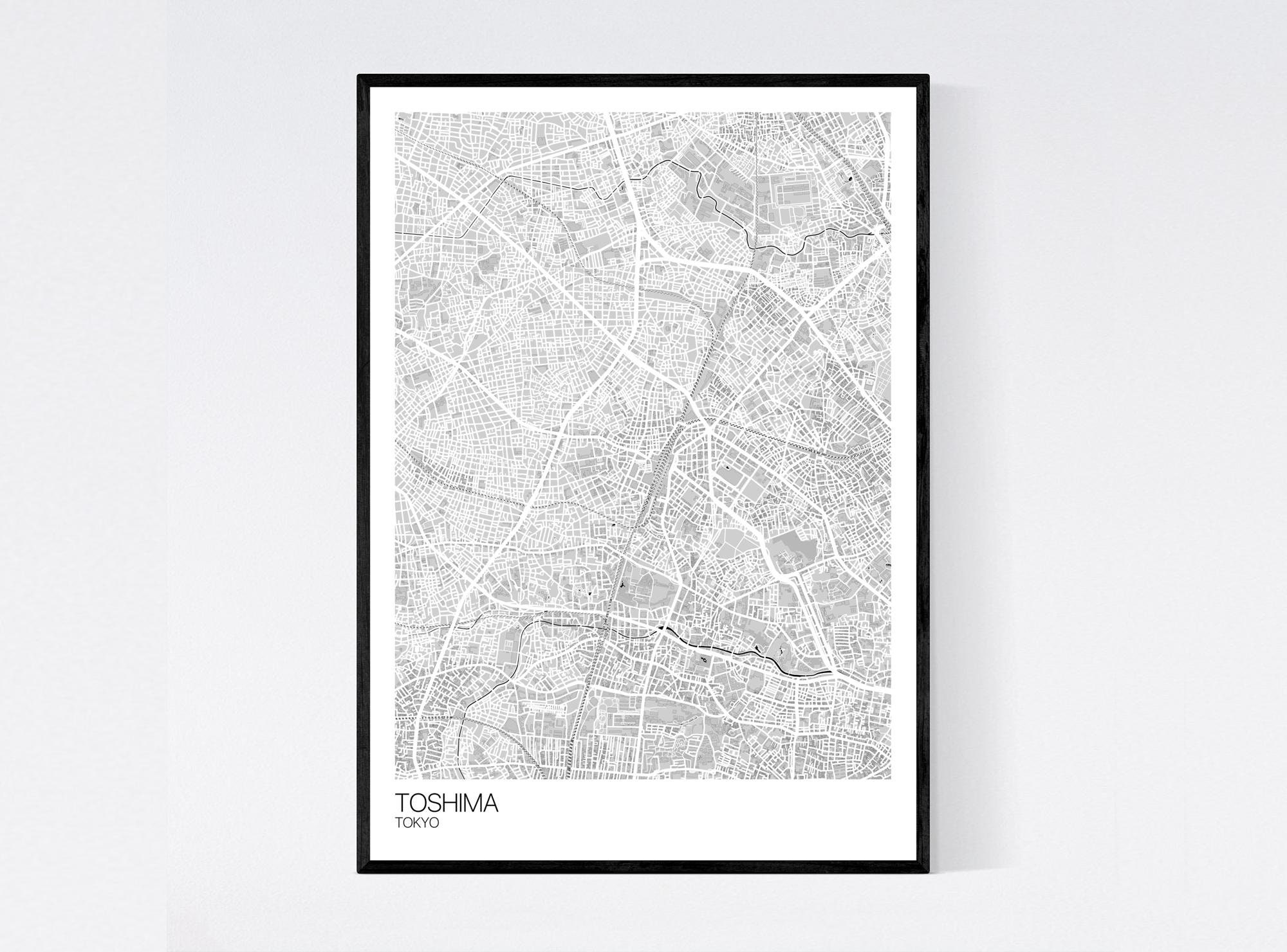 Toshima Tokyo Map Print Many Colours Fast Delivery | Etsy