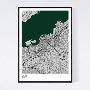 Vigo, Spain Map Art Print Many Colours Art Quality Paper Fast Delivery ...