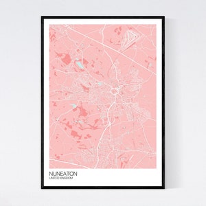 Nuneaton United Kingdom City Map Art Print Many Colours - Etsy