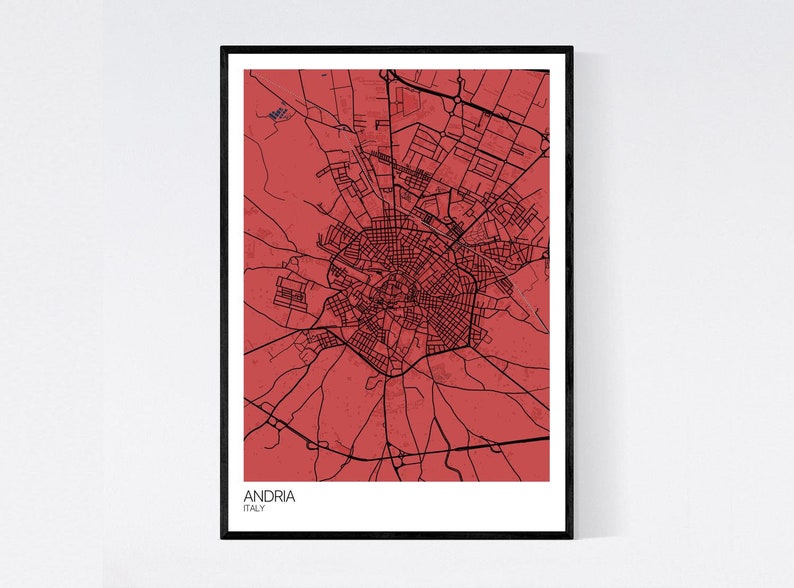 Andria Italy Map Art Print Many Colours Art Quality Paper - Etsy