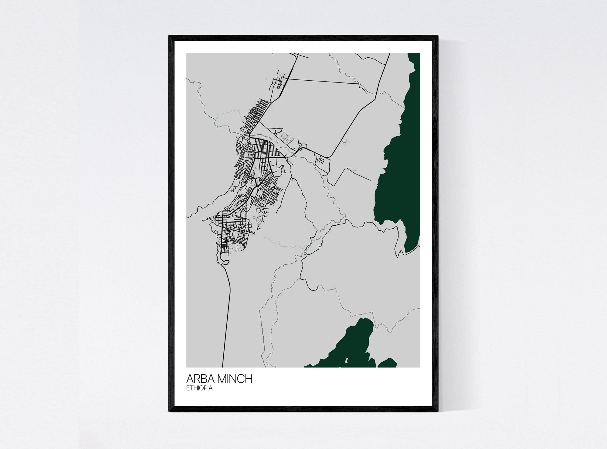 Arba Minch Ethiopia Map Art Print Many Styles Art Quality | Etsy