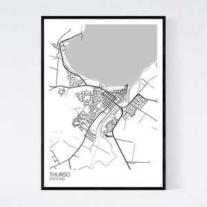 Thurso, Scotland Map Art Print Many Styles 350gsm Art Quality Paper ...