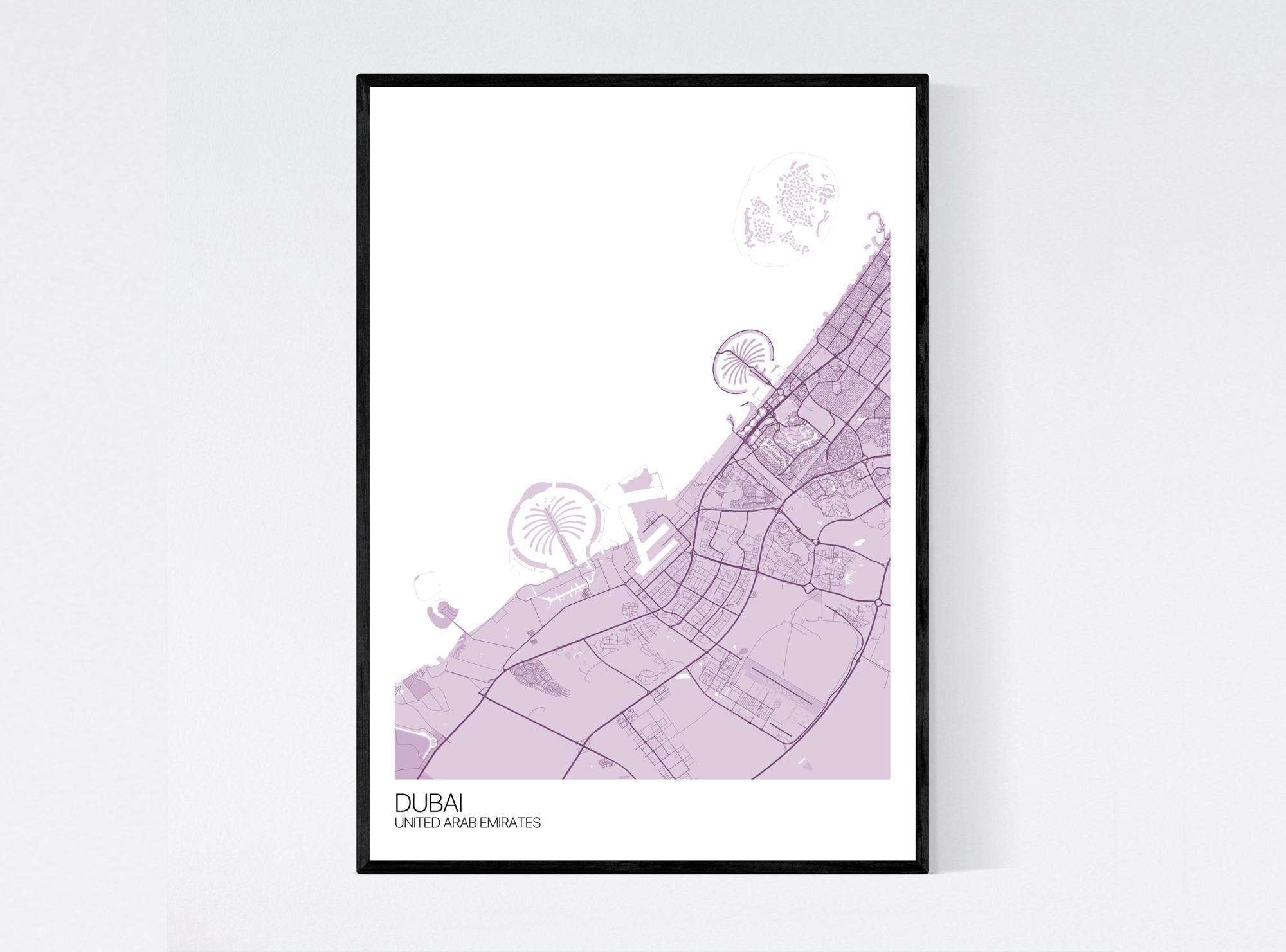 Dubai UAE City Map Art Print Many Styles Art Quality | Etsy UK