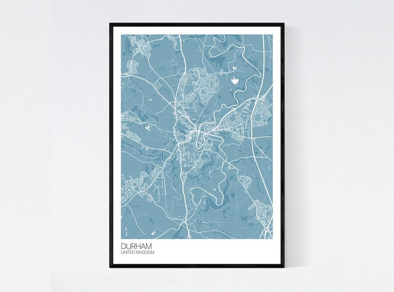 Durham Map Print Many Colours Available 350gsm Art Quality | Etsy