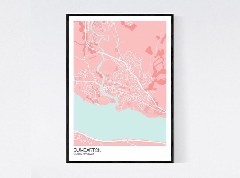Dumbarton Scotland City Map Art Print Many Styles 350gsm - Etsy UK