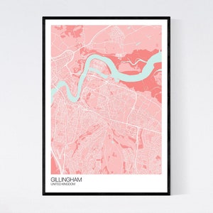 Gillingham, United Kingdom City Map Art Print Many Styles 350gsm Art ...