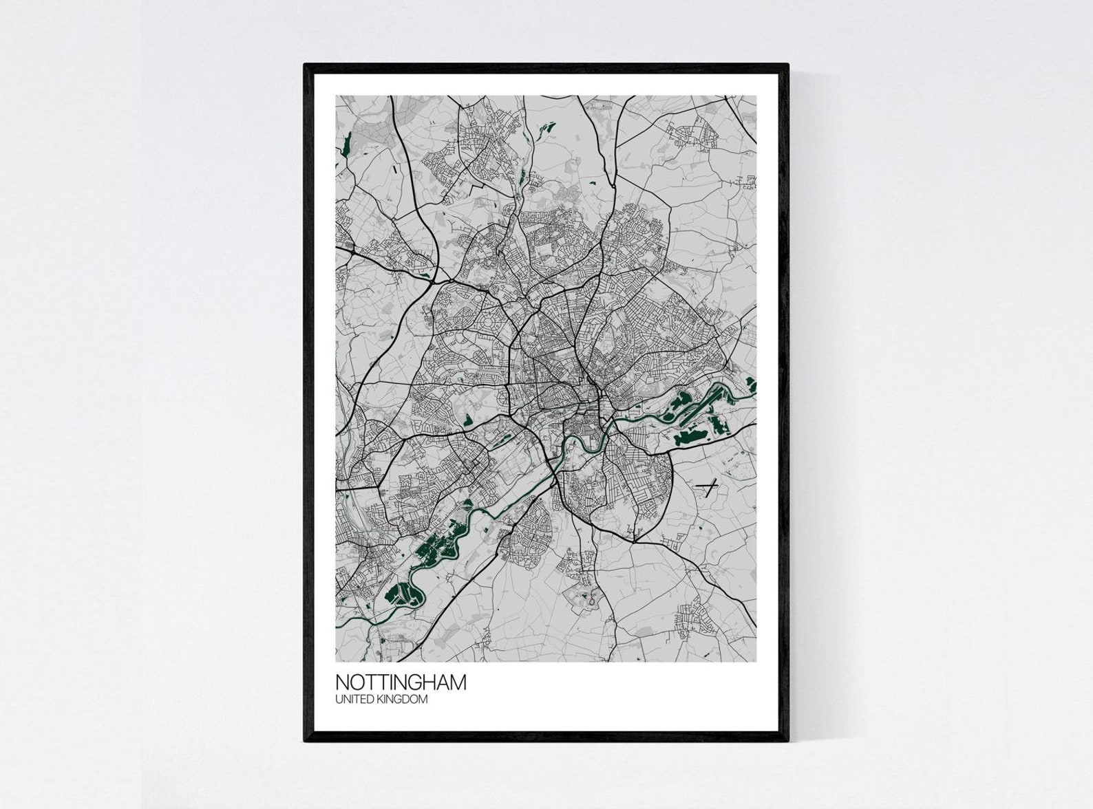 Nottingham Map Print Many Colours Fast Delivery Scandi - Etsy