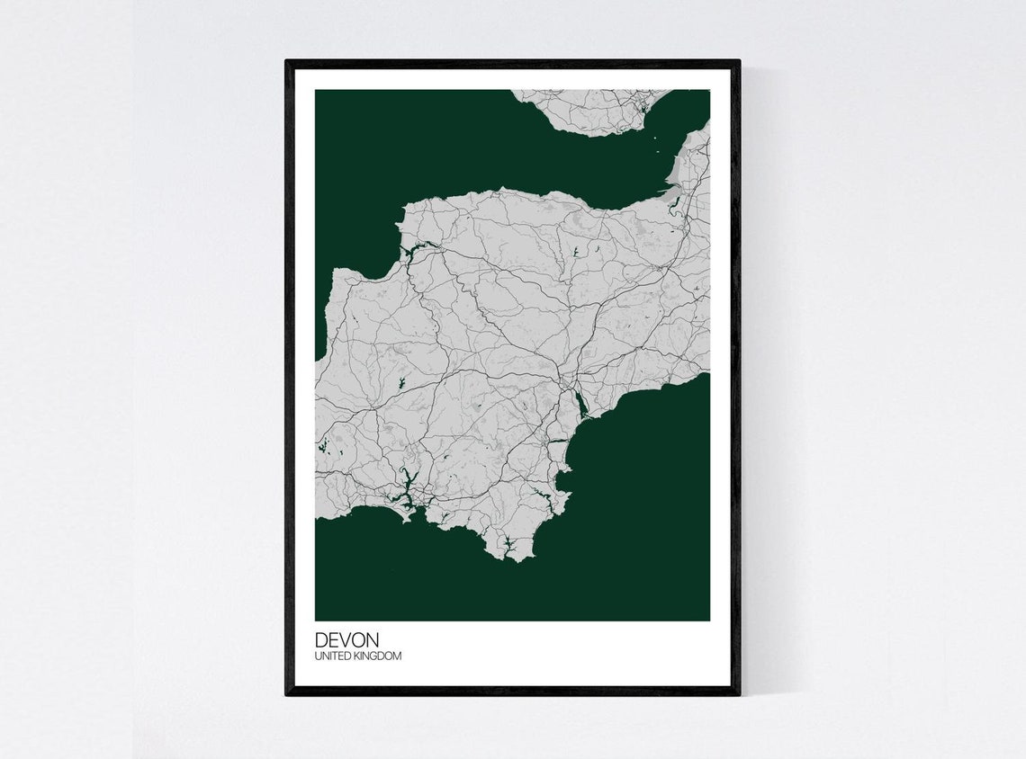 Devon England Map Art Print Many Styles 350gsm Art - Etsy