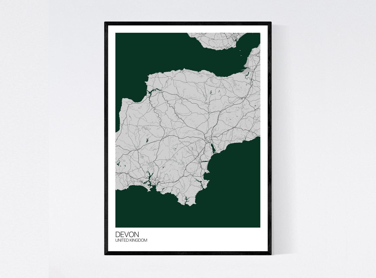 Devon England Map Art Print Many Styles 350gsm Art - Etsy UK