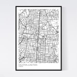 Dalston Junction, London Map Art Print Many Colours 350gsm Art Quality ...