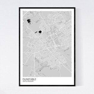 Dunstable, United Kingdom Map Print Many Colours Fast Delivery // Retro ...