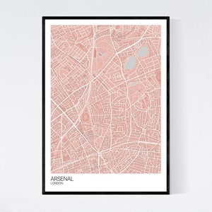 Arsenal London Map Art Print Many Colours 350gsm Art - Etsy