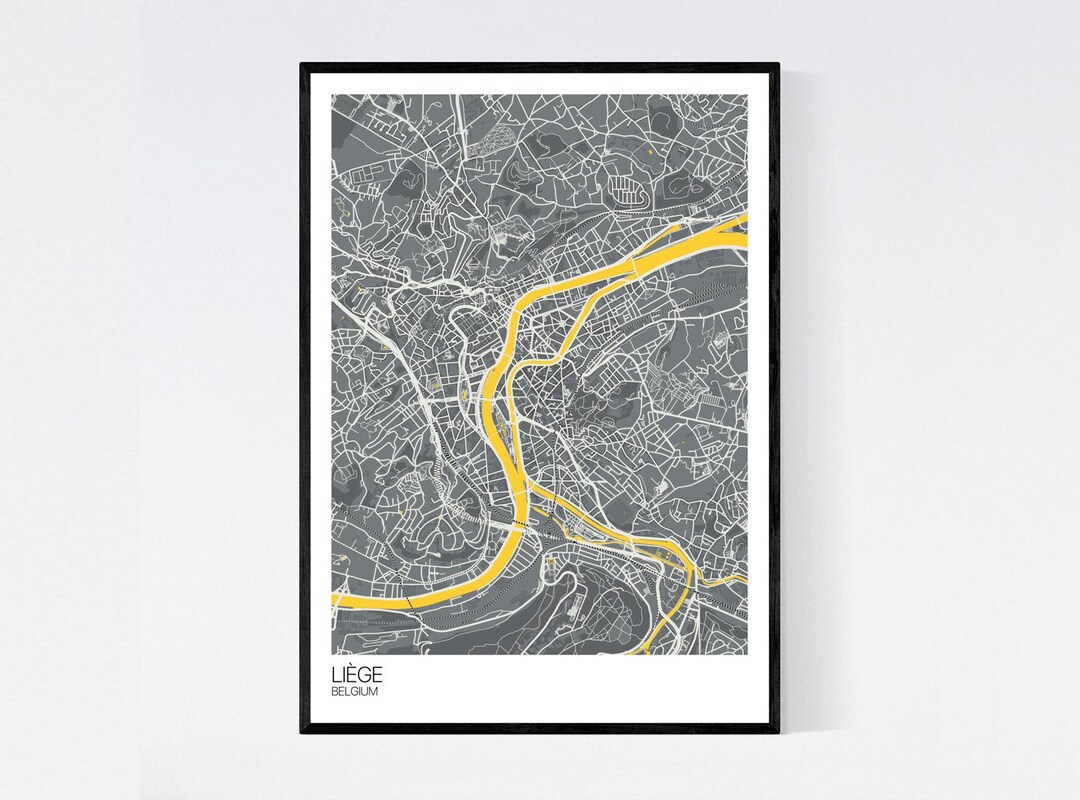 Liege, Belgium City Map Print Many Colours Printed on Art Quality Paper ...