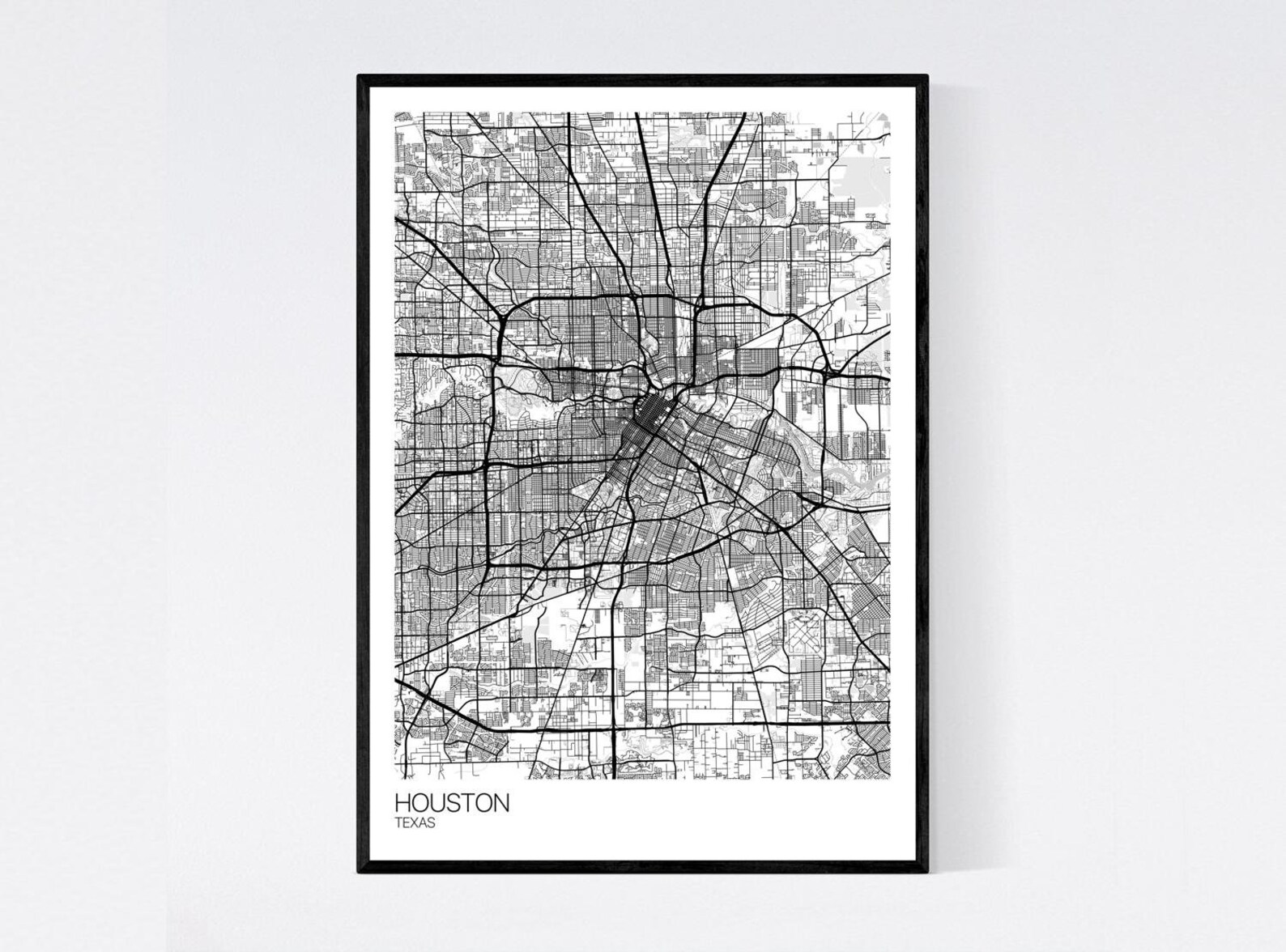 Houston Texas Map Print Many Colours Printed on Art - Etsy