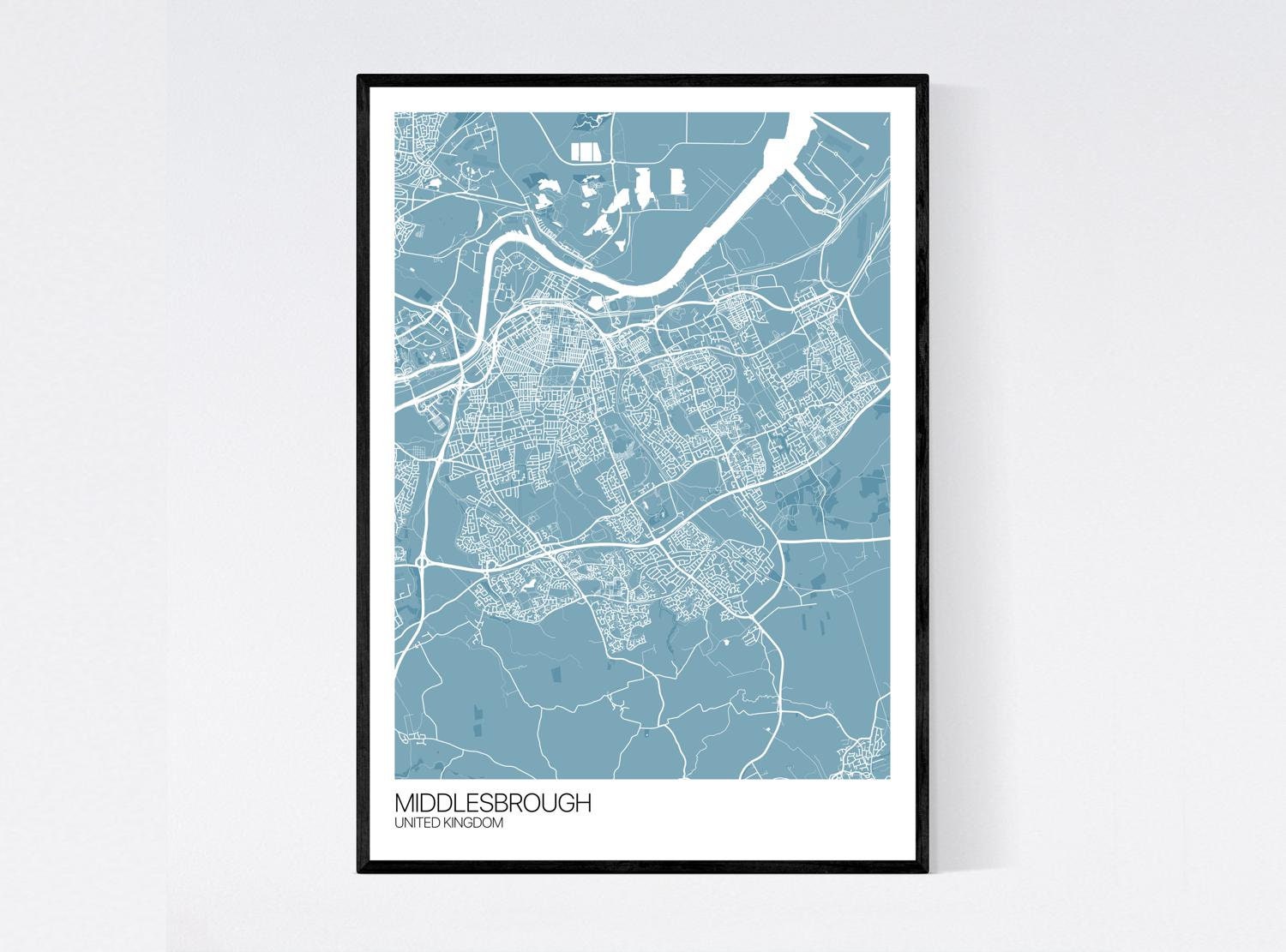 Middlesbrough United Kingdom City Map Art Print Many Styles - Etsy UK