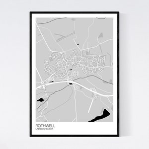 Rothwell England Town Map Art Print Many Styles 350gsm - Etsy