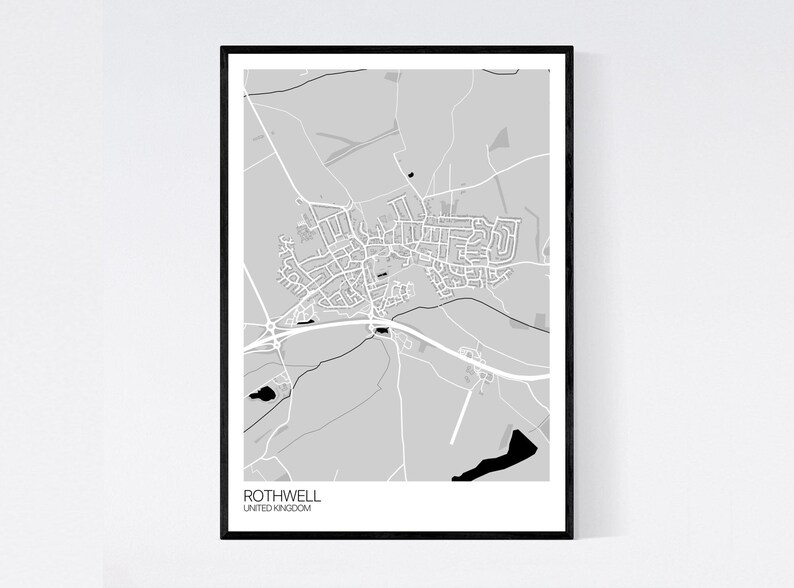 Rothwell England Town Map Art Print Many Styles 350gsm - Etsy