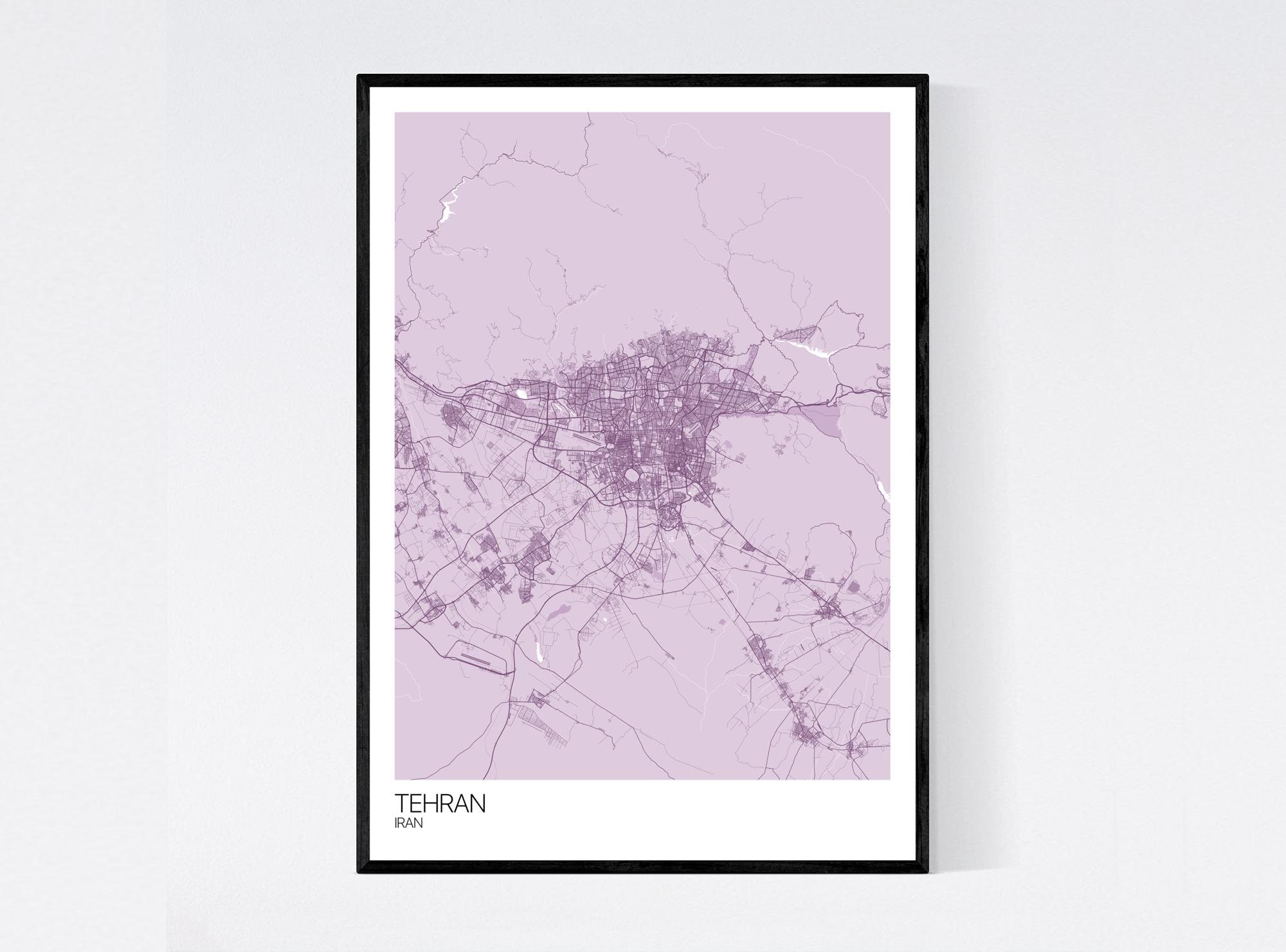 Tehran Iran Map Art Print Many Styles Art Quality Paper - Etsy UK