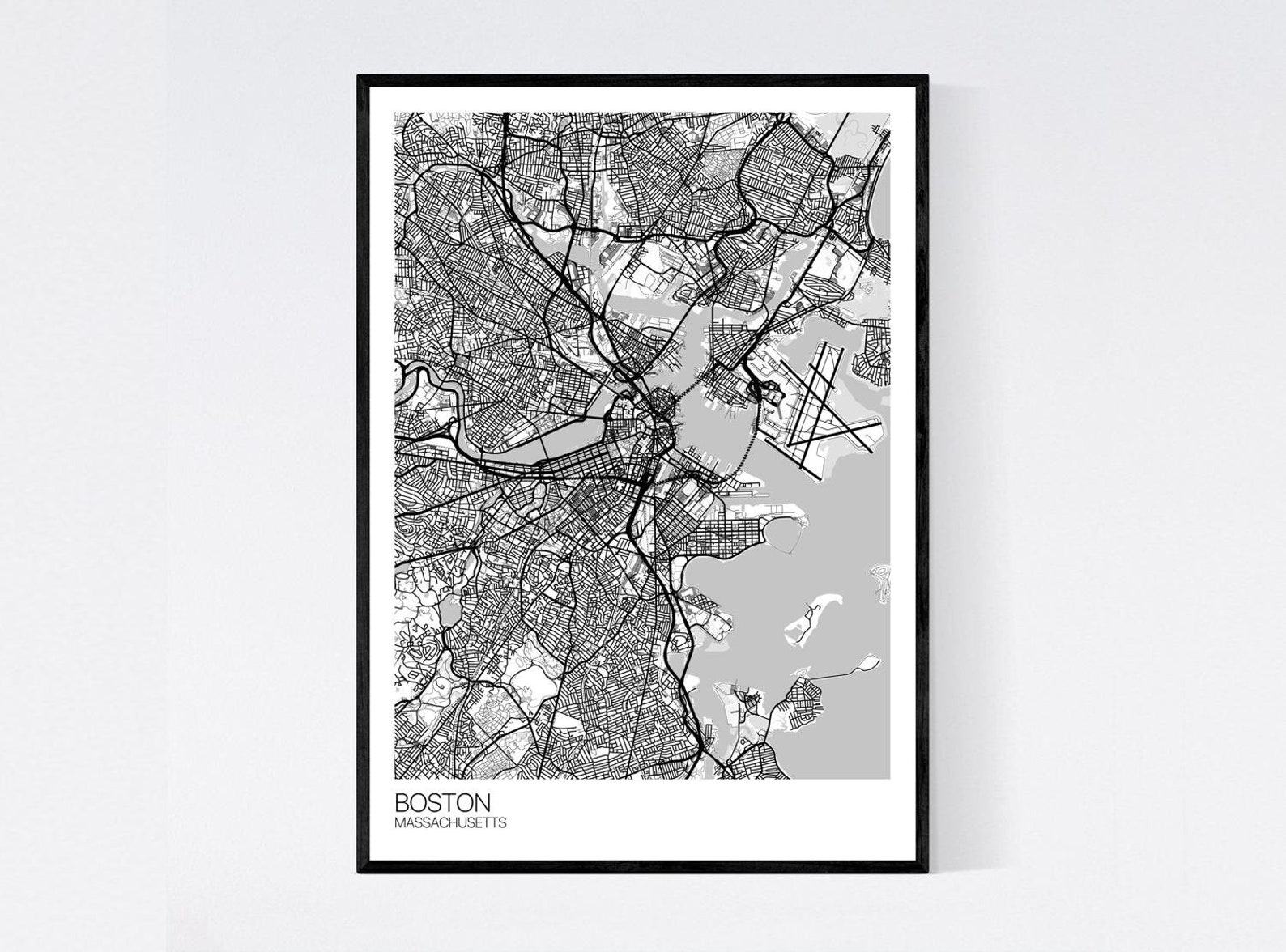 Boston Massachusetts Map Print Many Colours Printed on - Etsy