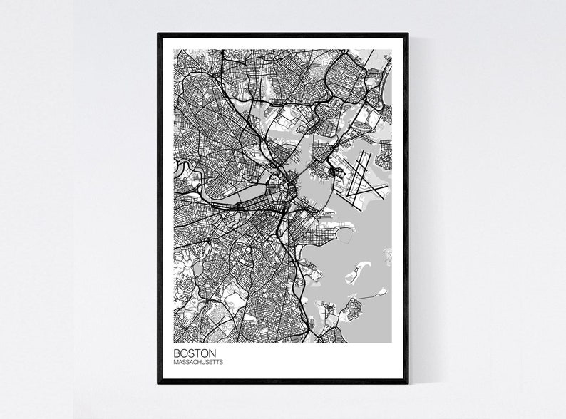 Boston Massachusetts Map Print Many Colours Printed on - Etsy
