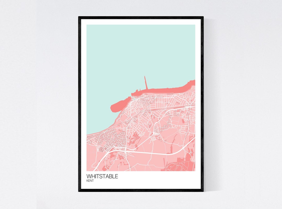 Whitstable, Kent Map Art Print Many Colours 350gsm Art Quality Paper ...