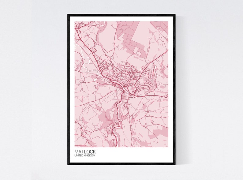 Matlock Map Print Many Colours Fast Delivery Scandi // - Etsy