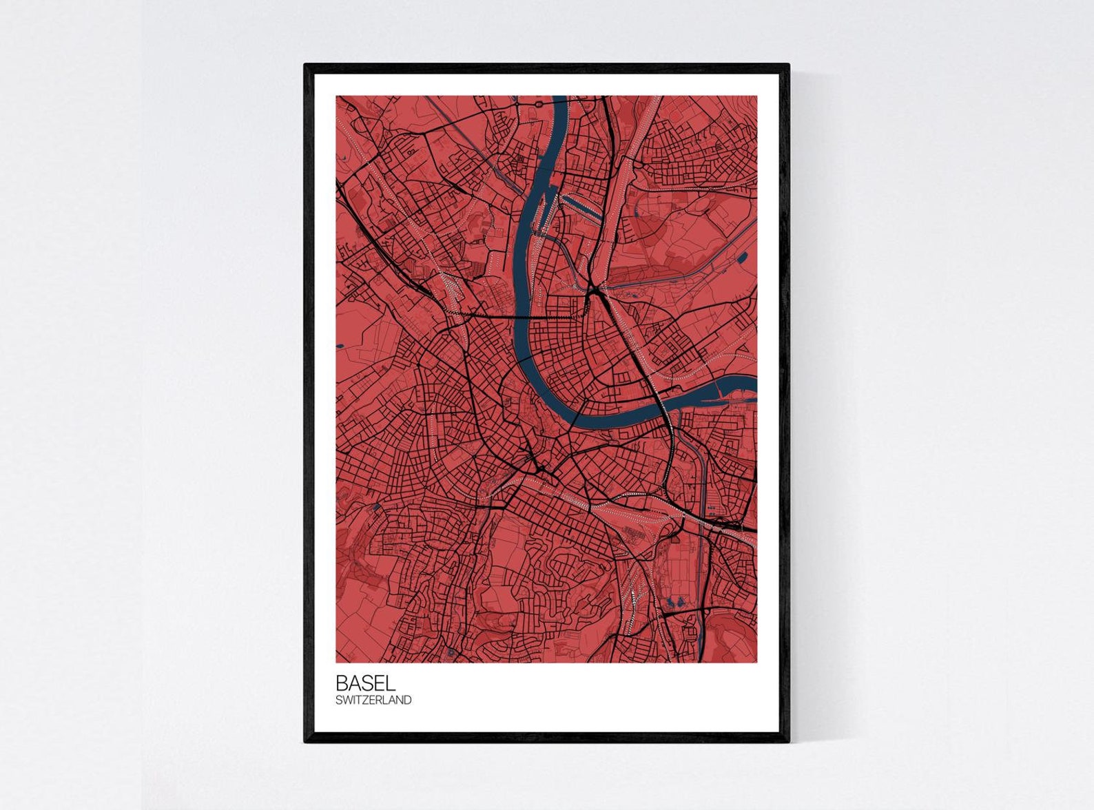 Basel Switzerland Map Art Print Many Colours 350gsm Art | Etsy