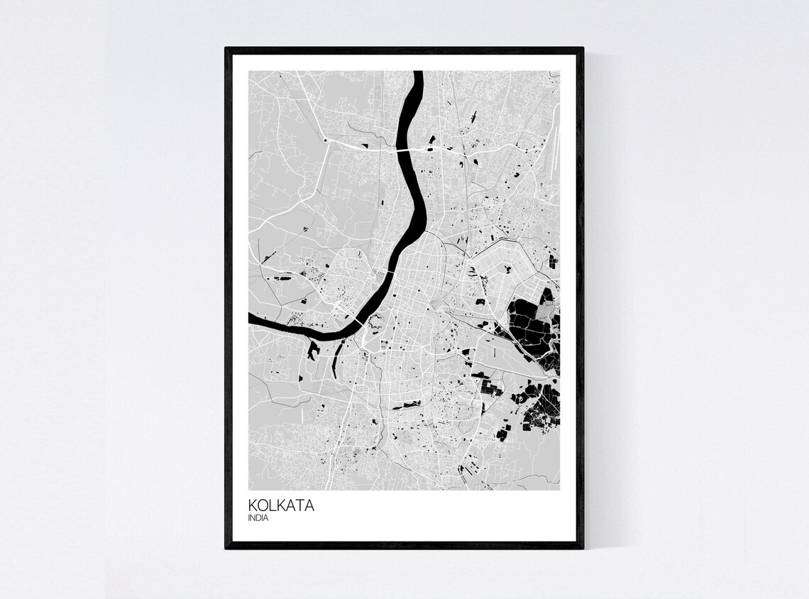 Kolkata India Map Art Print Many Styles Art Quality Paper - Etsy UK