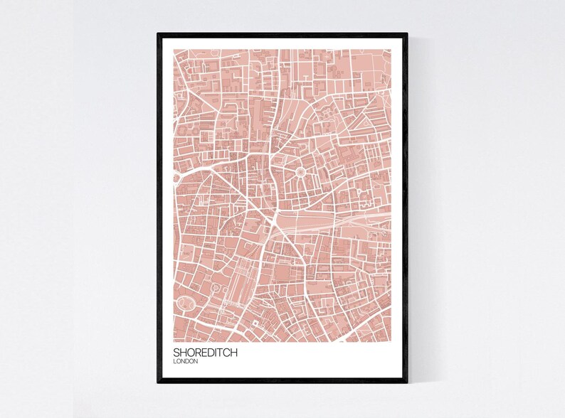 Shoreditch London Map Art Print Many Colours 350gsm Art | Etsy