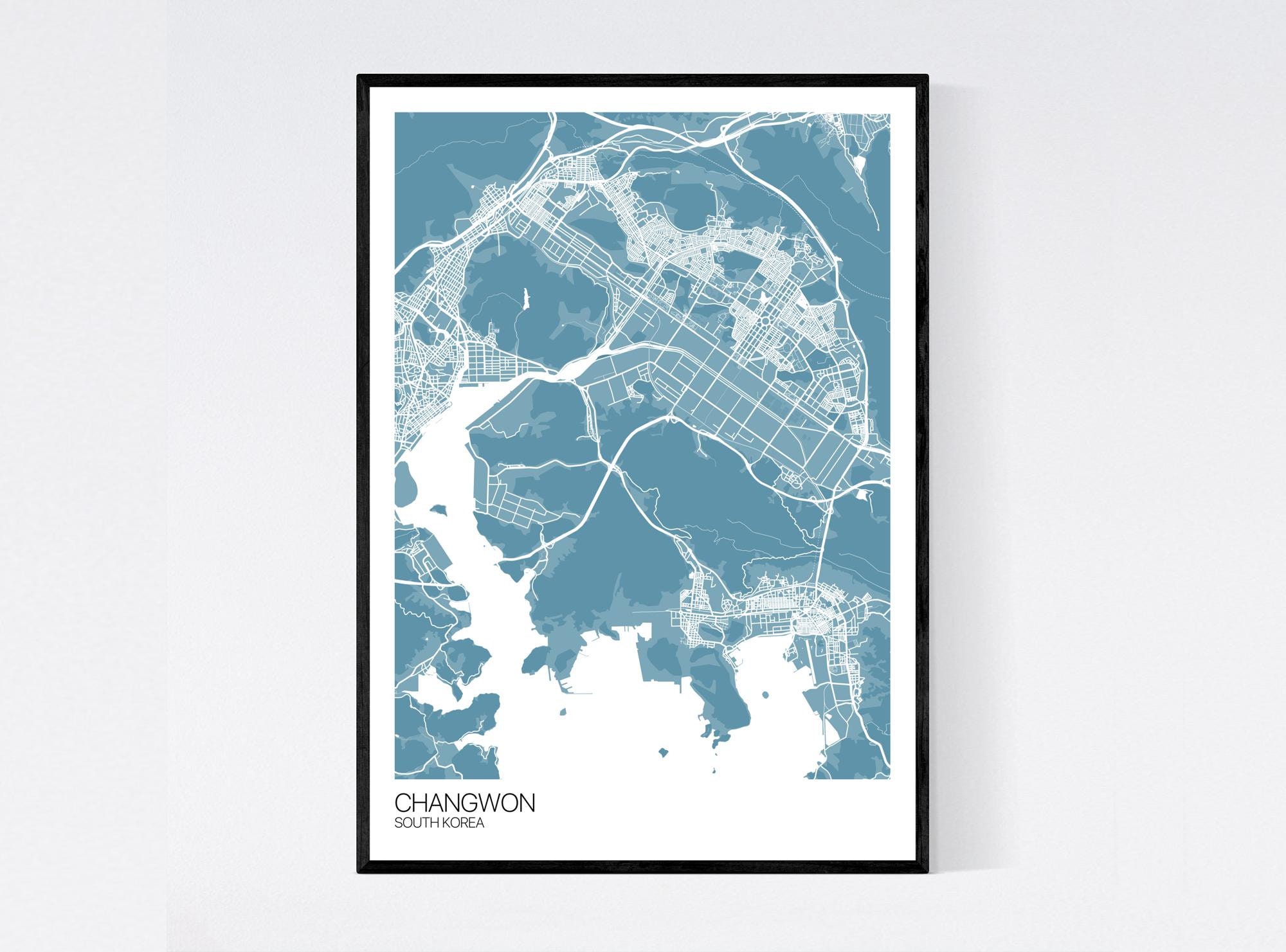 Changwon South Korea Map Art Print Many Styles Art | Etsy