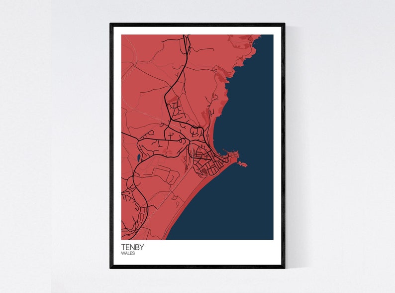 Tenby Wales Map Art Print Many Styles 350gsm Art Quality | Etsy UK