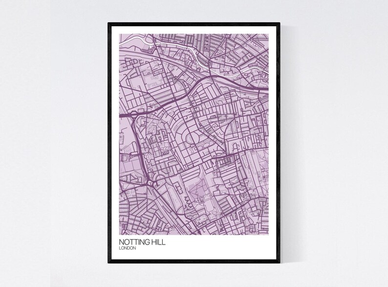 Notting Hill London Map Art Print Many Colours 350gsm Art - Etsy