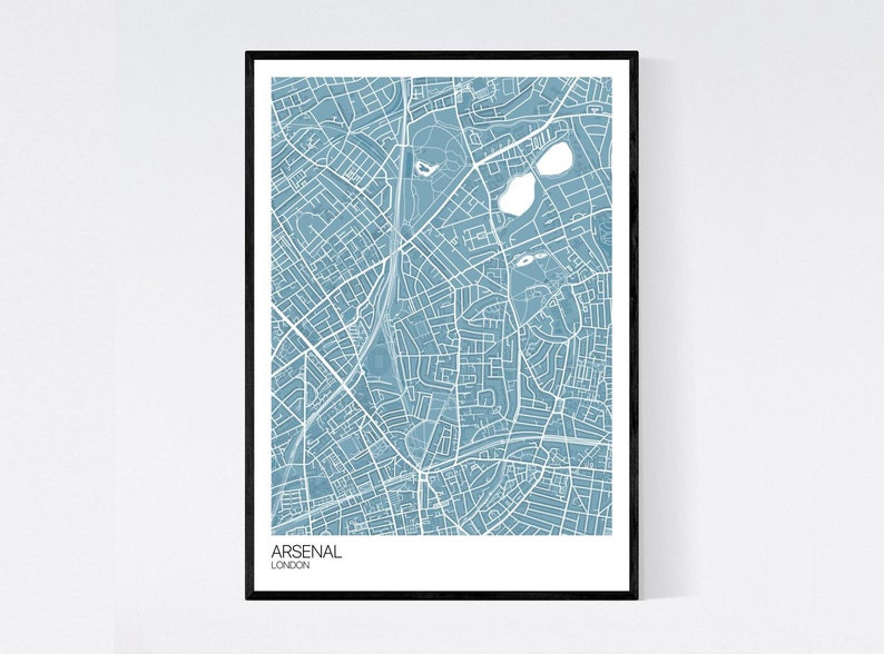Arsenal London Map Art Print Many Colours 350gsm Art | Etsy
