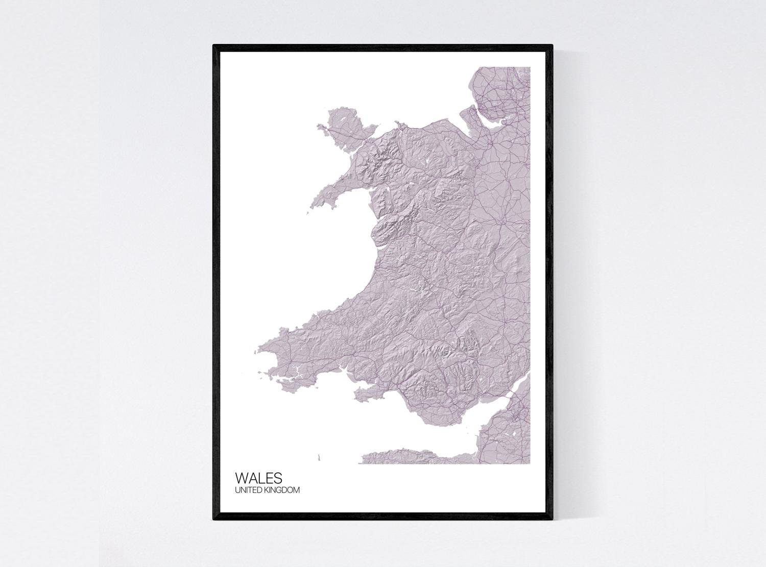 Wales Topographic Map Print Many Colours Fast Delivery | Etsy