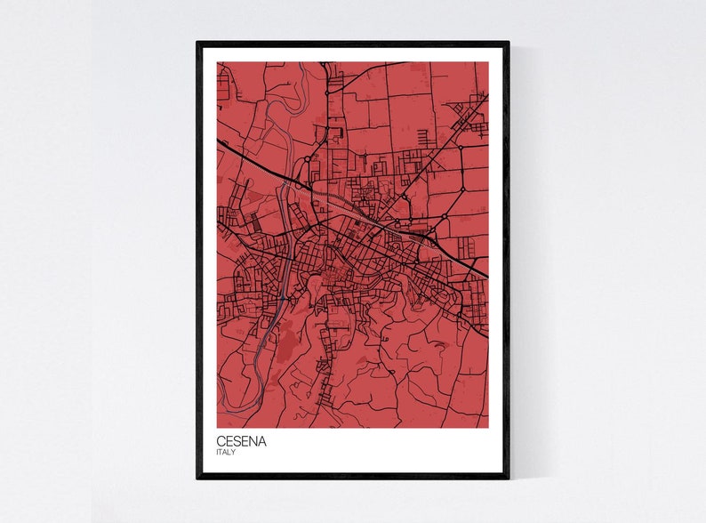 Cesena Italy Map Art Print Many Colours Art Quality Paper | Etsy