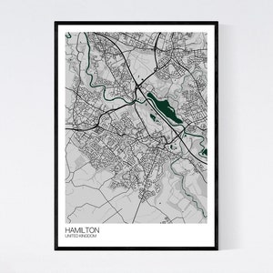 Hamilton, Scotland City Map Art Print Many Styles 350gsm Art Quality ...