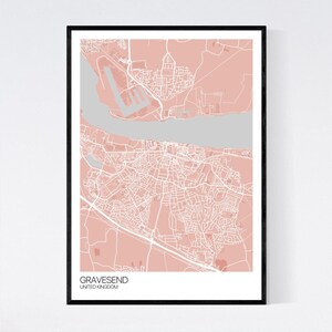 Gravesend, United Kingdom Map Print Many Colours Fast Delivery // Retro ...