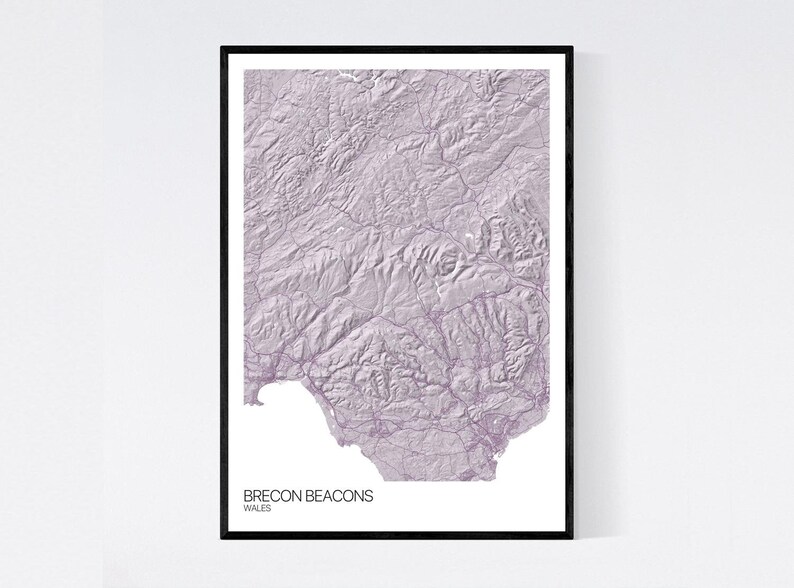 Brecon Beacons Wales Topographic Map Print Many Colours - Etsy