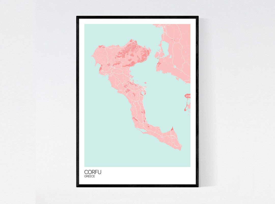 Corfu, Greece Map Art Print Many Styles 350gsm Art Quality Paper Fast ...