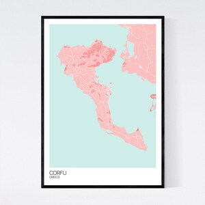 Corfu, Greece Map Art Print Many Styles 350gsm Art Quality Paper Fast ...