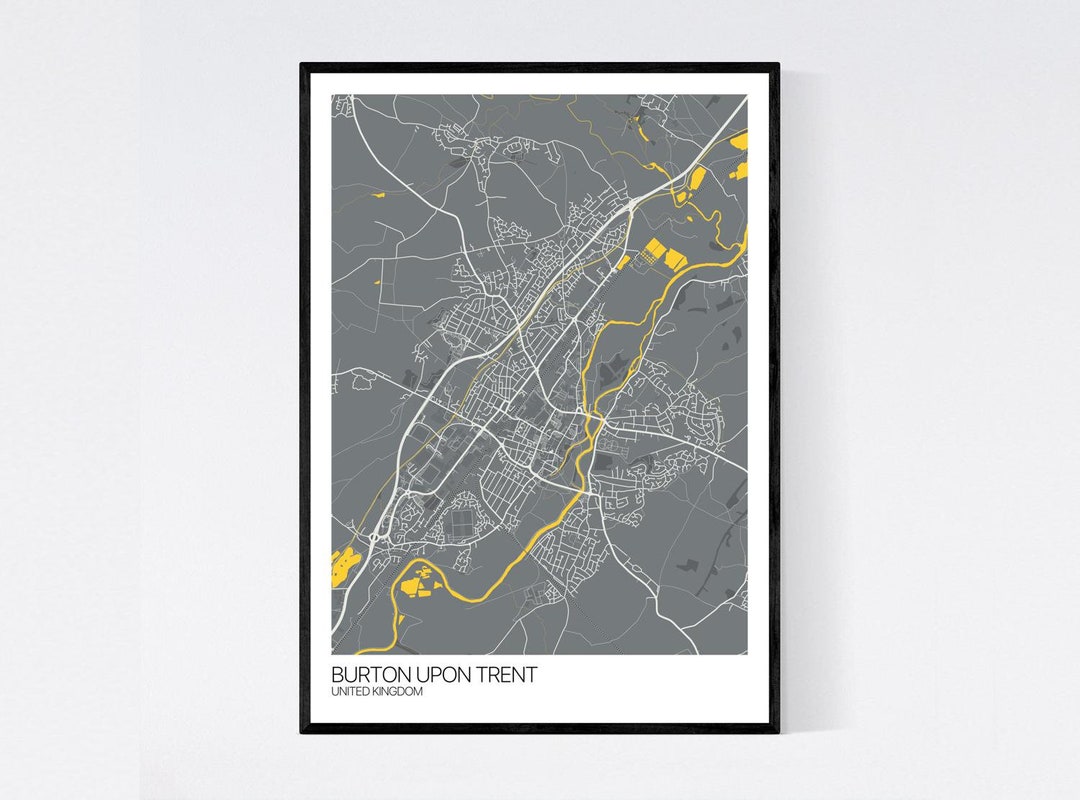 Burton Upon Trent UK Map Print Many Colours Fast Delivery - Etsy