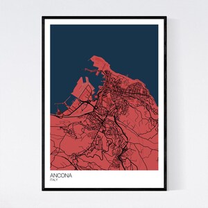Ancona, Italy Map Art Print Many Colours Art Quality Paper Fast ...