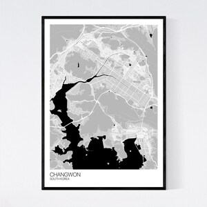 Changwon, South Korea Map Art Print - Many Styles - Art Quality Paper ...