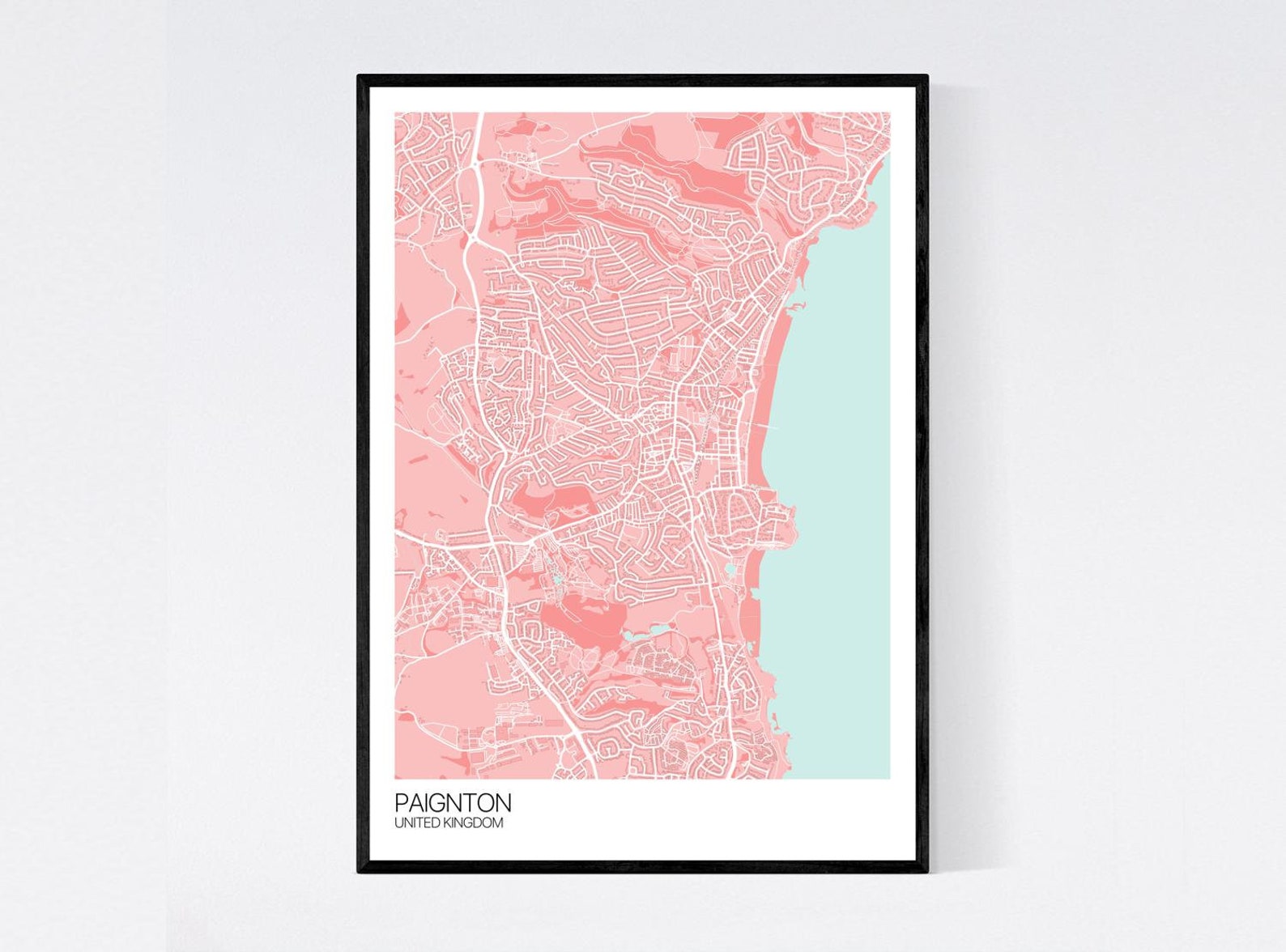 Paignton Map Print Many Colours 350gsm Art Quality Paper - Etsy